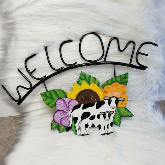 Accents | Cow Metal Welcome Sign Hand Painted | Poshmark
